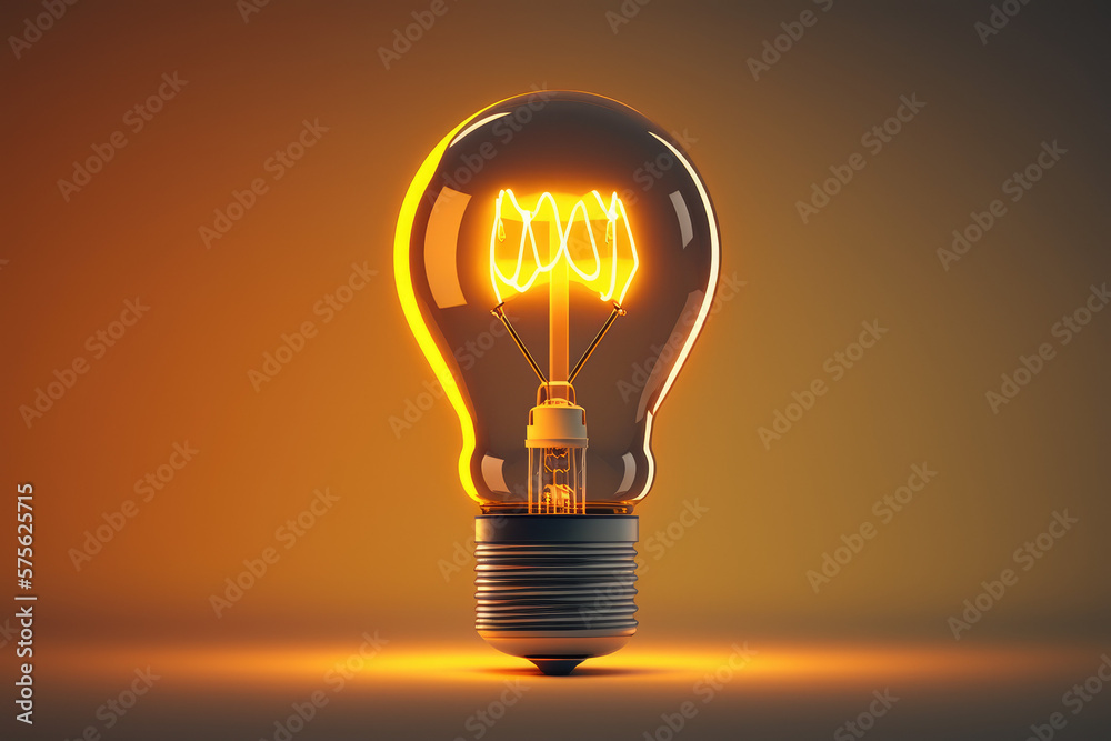 simple 3d electric lightbulb emoji icon render made by generative ai ...