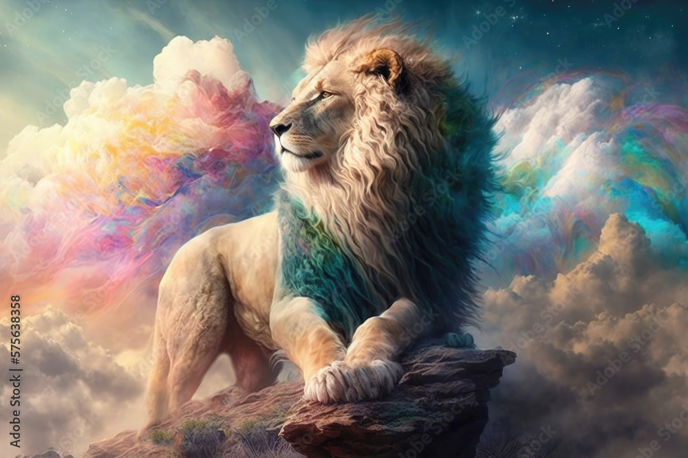 Powerful Epic Legendary Lion in heaven. Spiritual Animal Awakening ...