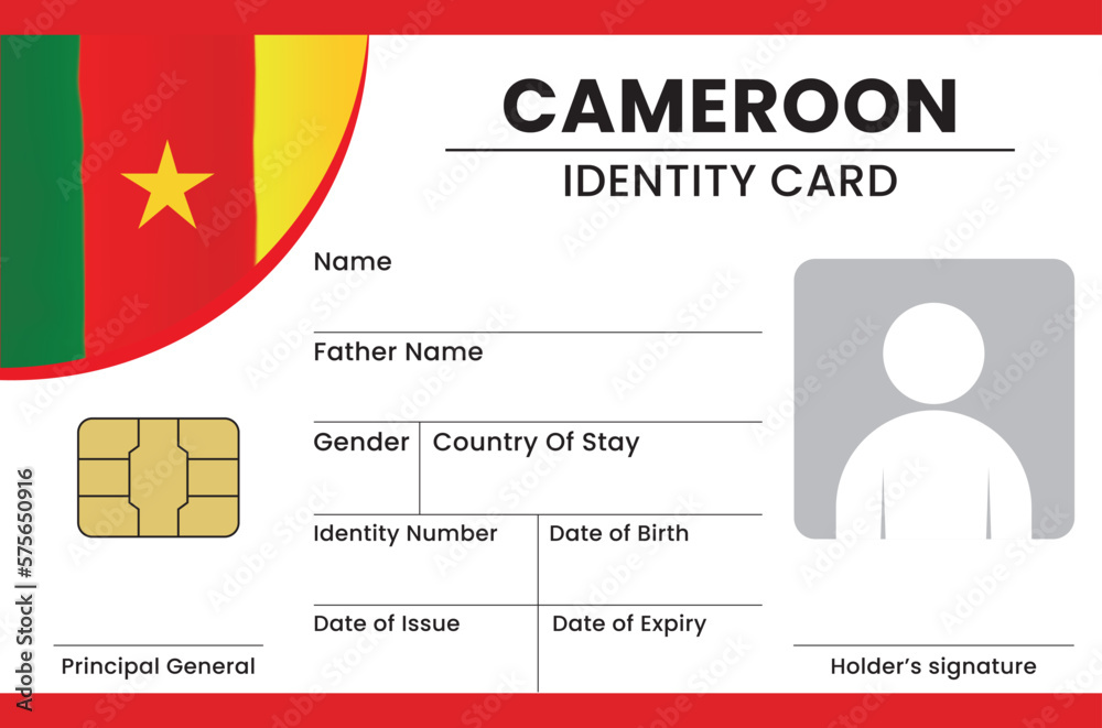 Cameroon Identity Card and National Identity Card Design Stock Vector ...