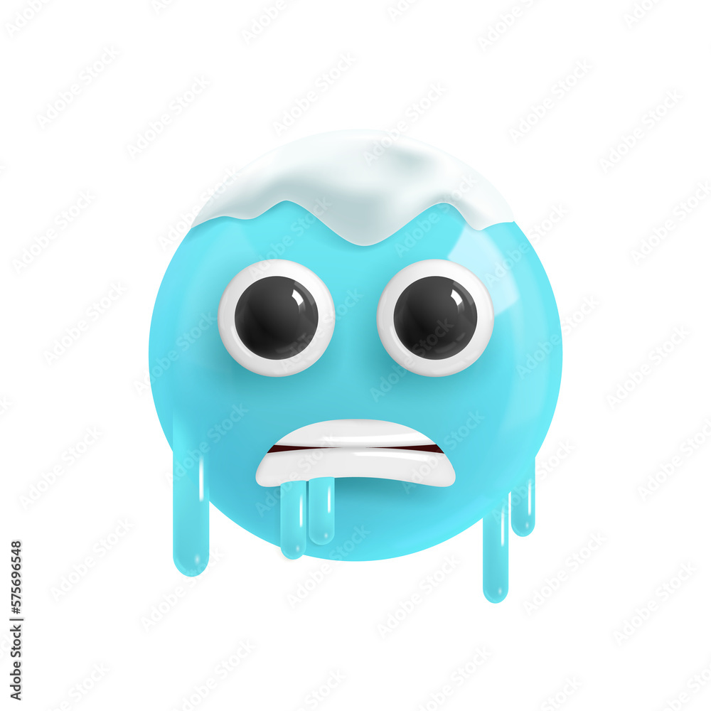 Emoji face frozen. Emotion Realistic 3d Render. Icon Smile Emoji ...