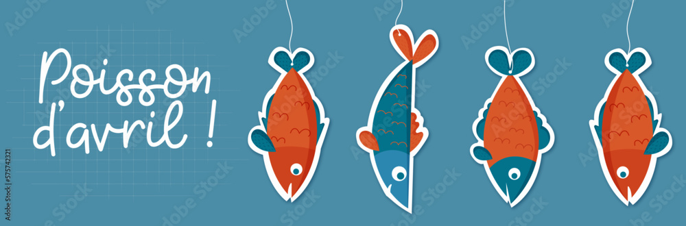 Vector de Stock Bannière Poisson d'avril - Titre et illustrations de ...