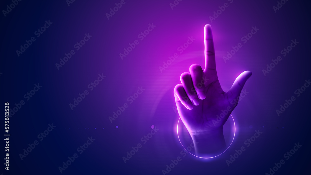 Digital technology hand touch virtual reality metaverse concept ...