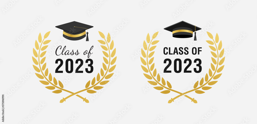 Set of class of 2023 graduation award emblem design template ...
