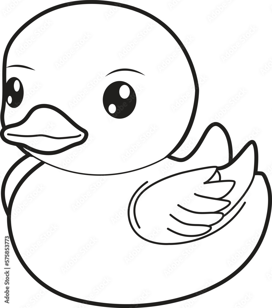 Cute Duck cartoon. Black and white lines. Coloring page for kids ...
