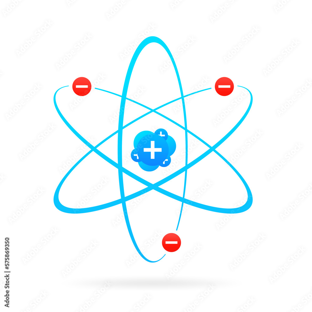 Vector de Stock Atom Scientific poster with atomic structure: nucleus ...