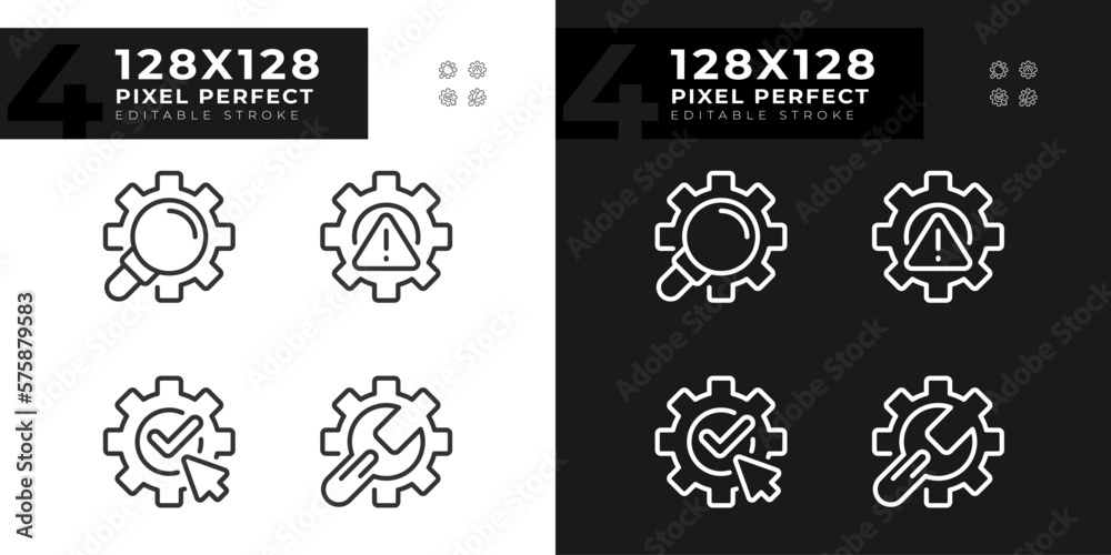 System changes pixel perfect linear icons set for dark, light mode ...