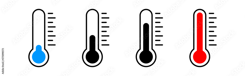 Vector Temperature Thermometer icon set illustration Stock Vector ...