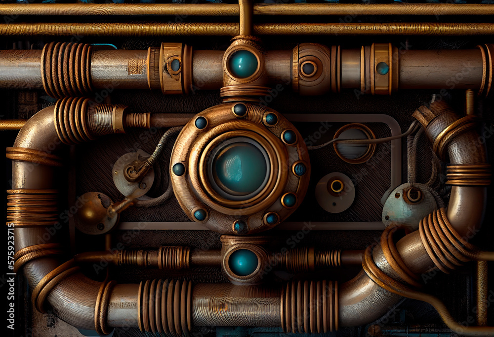 steampunk pipes background, ai generation Stock Illustration | Adobe Stock
