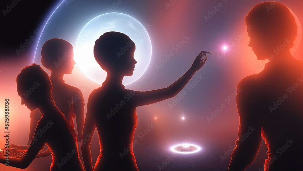 aliens showing woman a holographic star map of zeta reticuli with ...