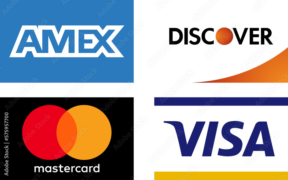 Visa, Mastercard, Amex, Discover. Isolated payment system. Pay logo ...