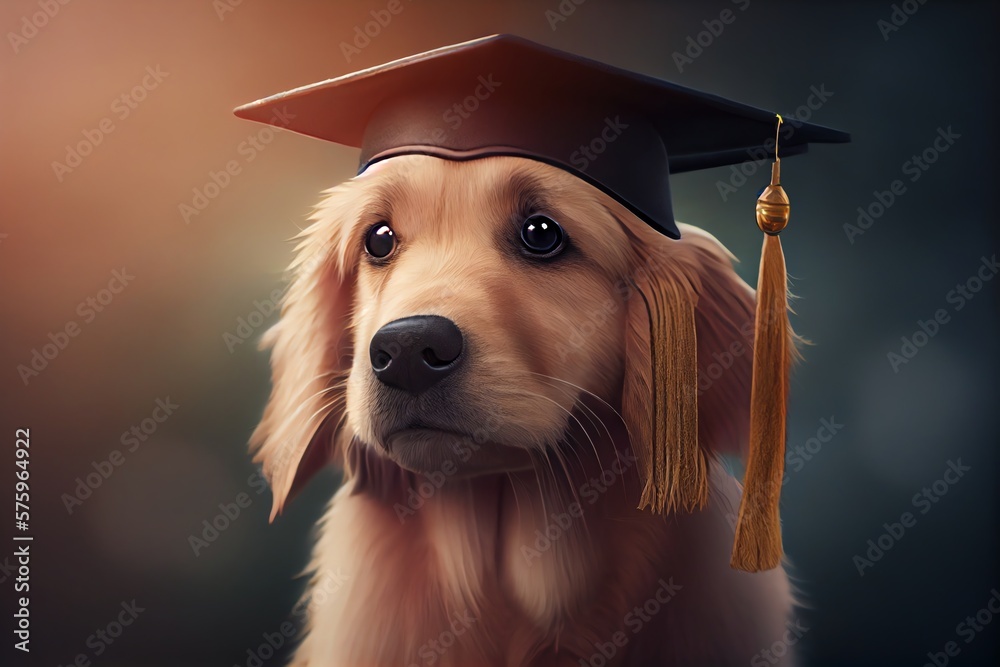Cute Dog With A Graduation Cap. Graduation Concept. Generative AI の ...