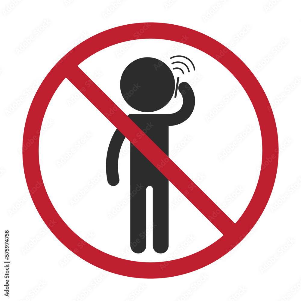 Isolated vector illustration of No phone sign. No talking and calling ...