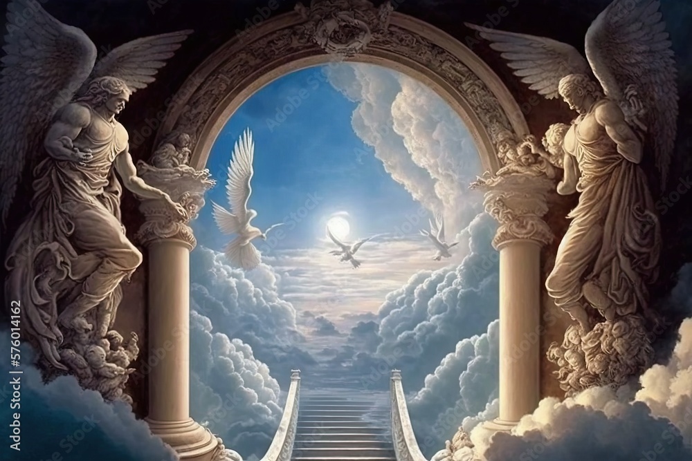 The gates of heaven. Concept: Christian religious belief of going to ...