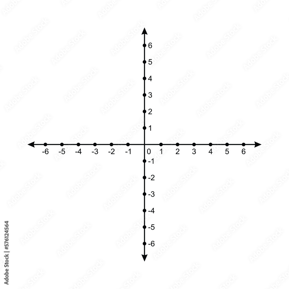 Illustration of cartesian coordinates for learning math. Crossed arrows ...