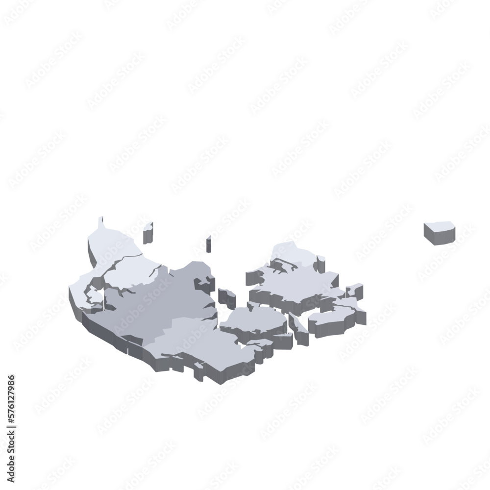 Denmark political map of administrative divisions - regions. 3D ...