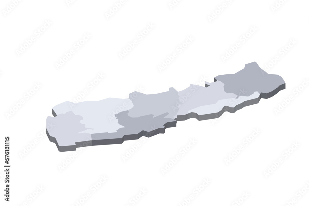 Nepal political map of administrative divisions - provinces. 3D ...