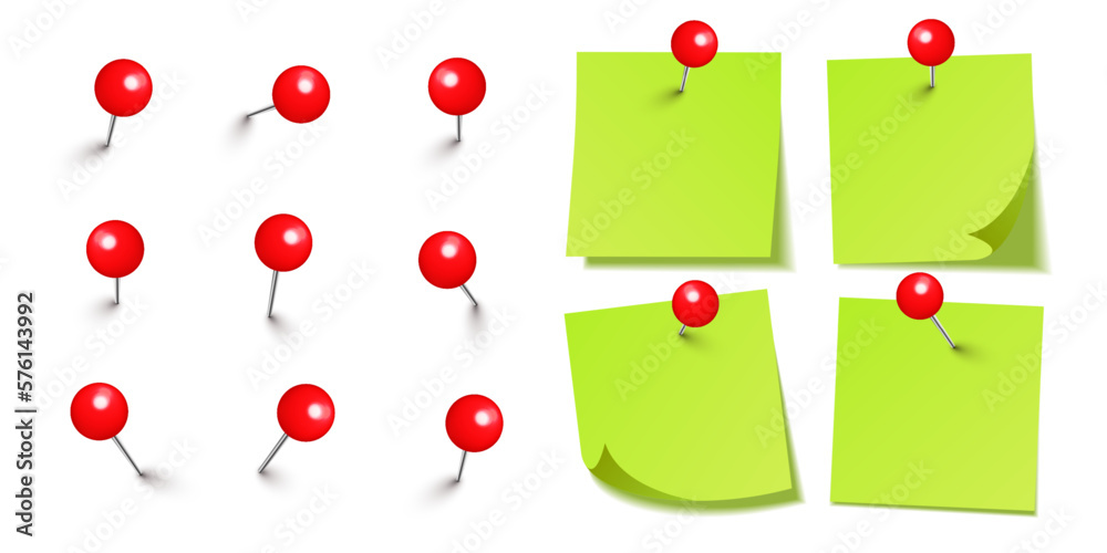 Realistic blank sticky notes isolated on white background. Green sheets ...