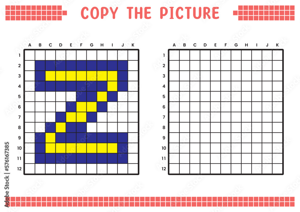 Copy the picture, complete the grid image. Educational worksheets ...