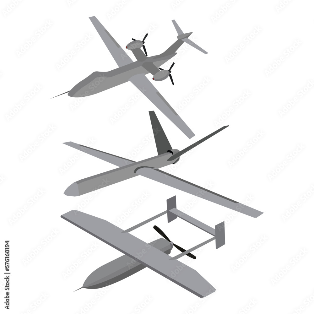 Vector illustration sets of unmanned aerial vehicle (UAV) and rotor ...