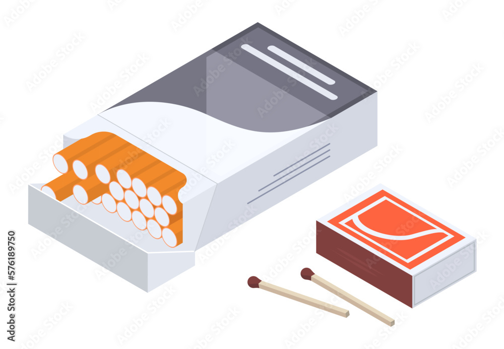 Isometric cigarettes pack. Tobacco smoking products, cigarettes and ...