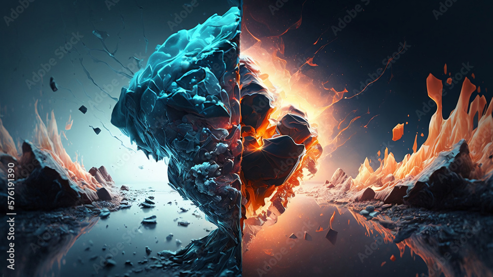 Fire and Ice desktop background wallpaper 4K Stock Illustration | Adobe ...