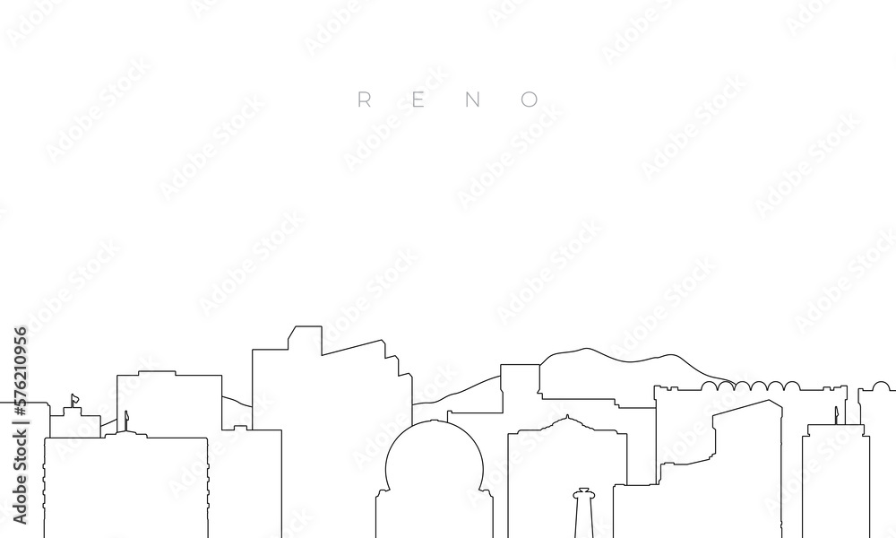 Outline Reno skyline. Trendy template with Reno buildings and landmarks ...