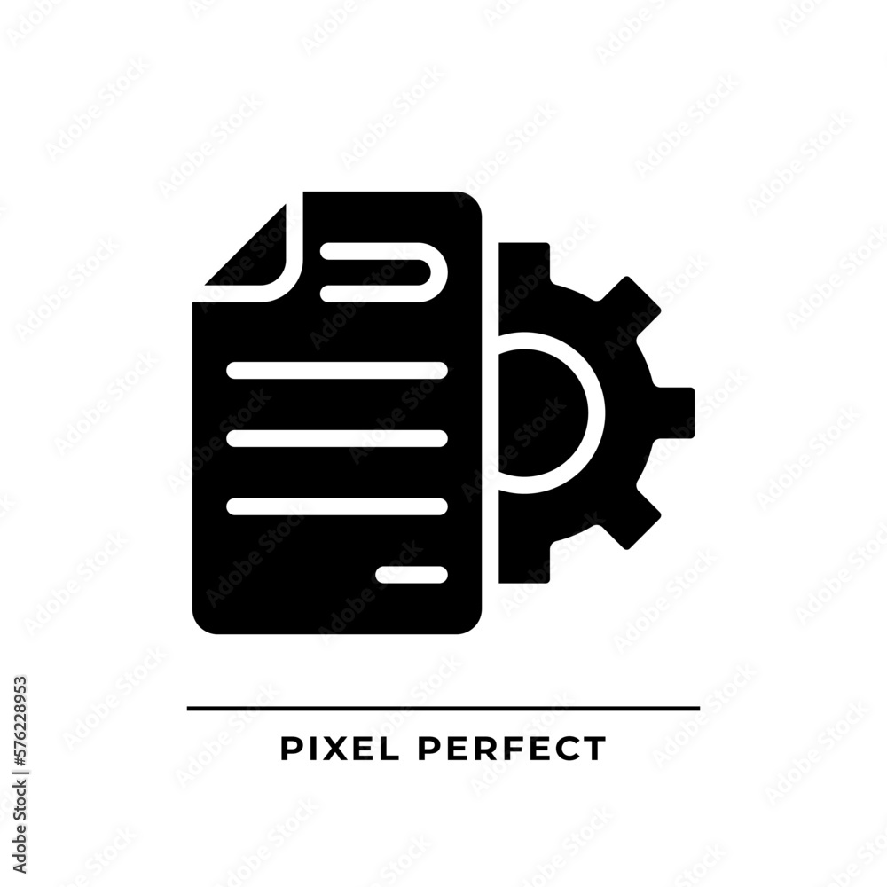 Document settings black glyph icon. Digital record setup. Text ...