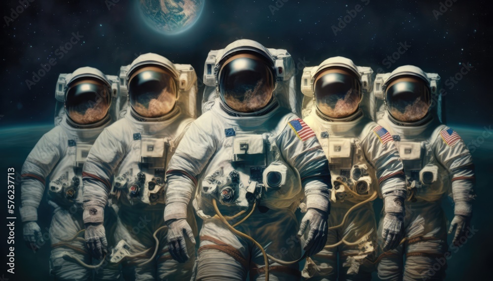 Astronaut and astronauts exploring planets in outer space, made with generated ai Stock ...