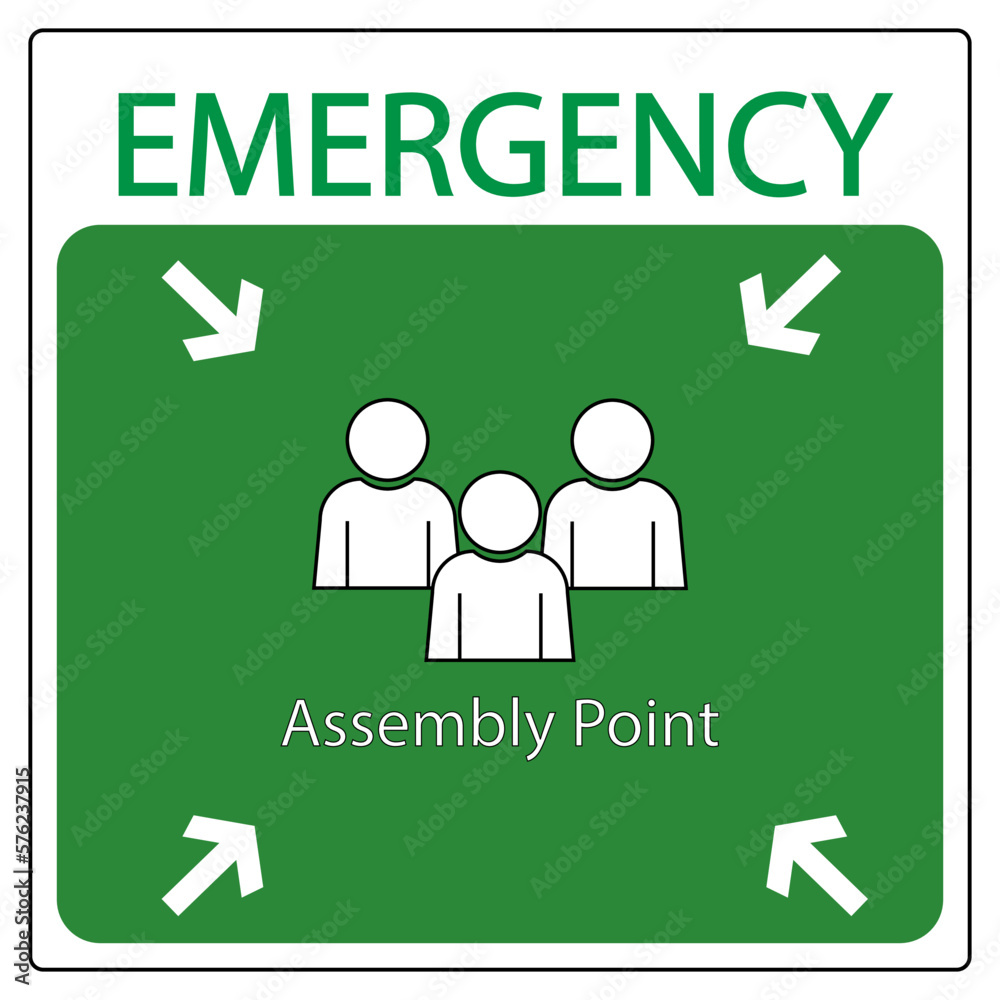 Emergency assembly point signage Stock Vector | Adobe Stock