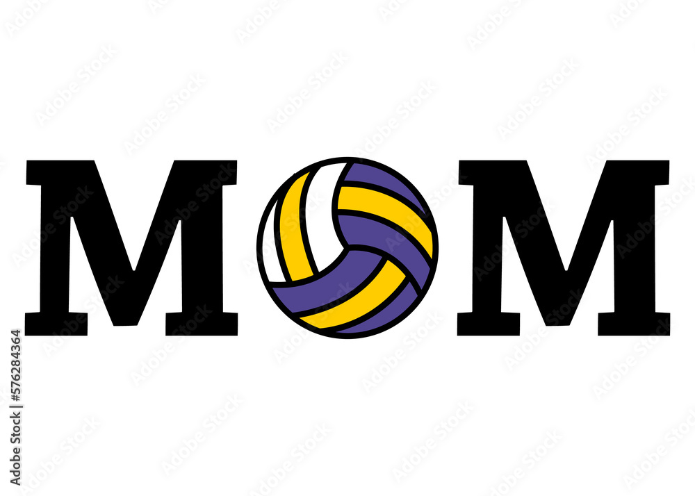 Logo volleyball mom. Letras de la palabra mom en texto con pelota de ...