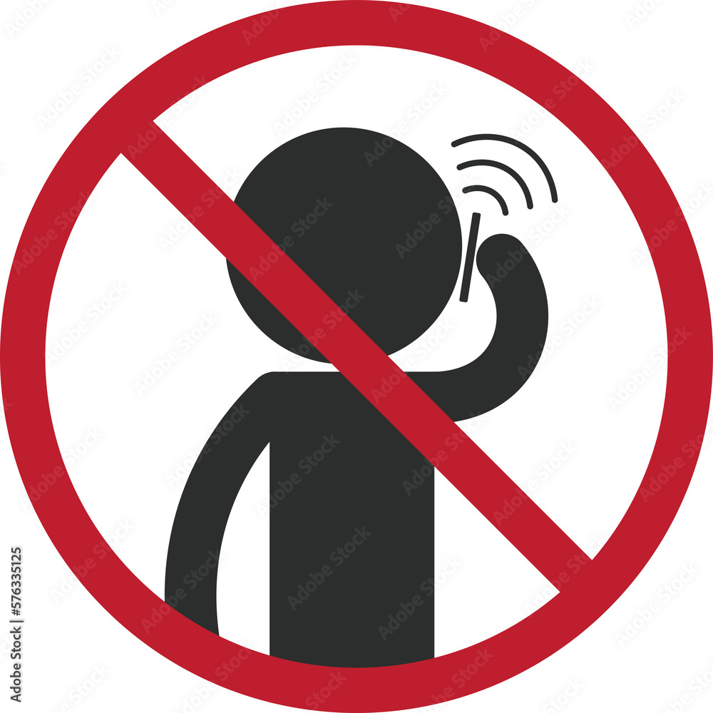 Isolated illustration of No phone sign. No talking and calling icon ...
