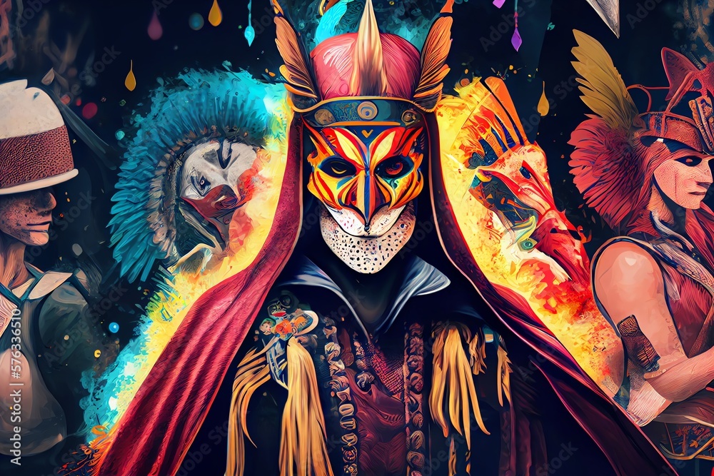 Ilustración de Stock Fasching Karneval Masken Und UmzÃ¼ge Regionaler ...