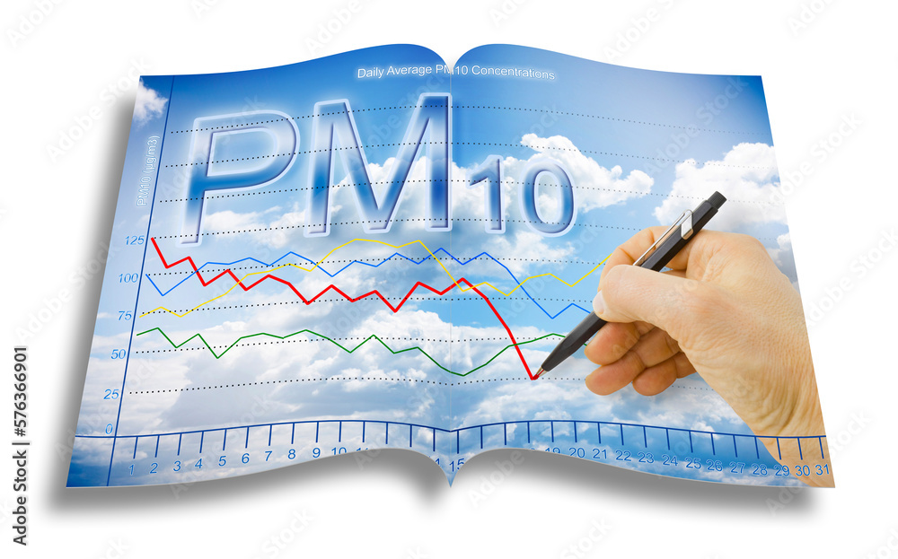 Hand drawing a chart about particulate matter emission (PM10) in the ...