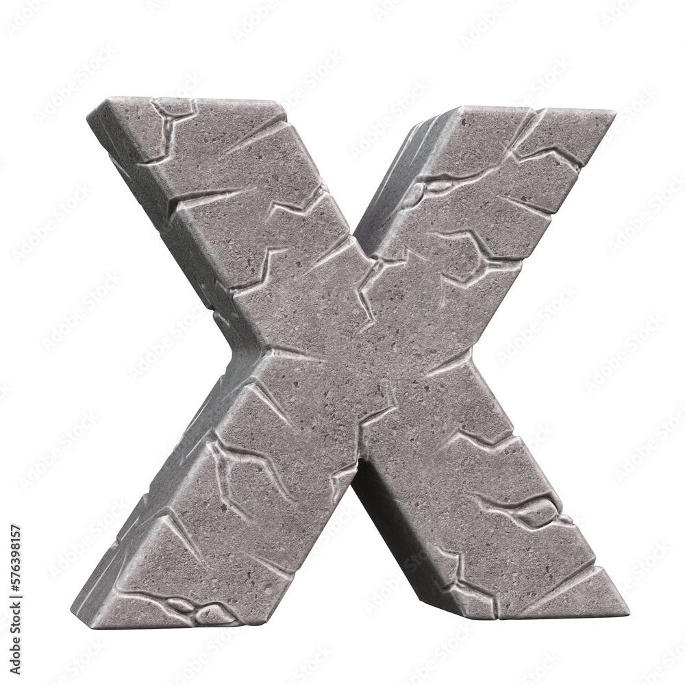 Cracked stone font 3d rendering letter X Stock Illustration | Adobe Stock