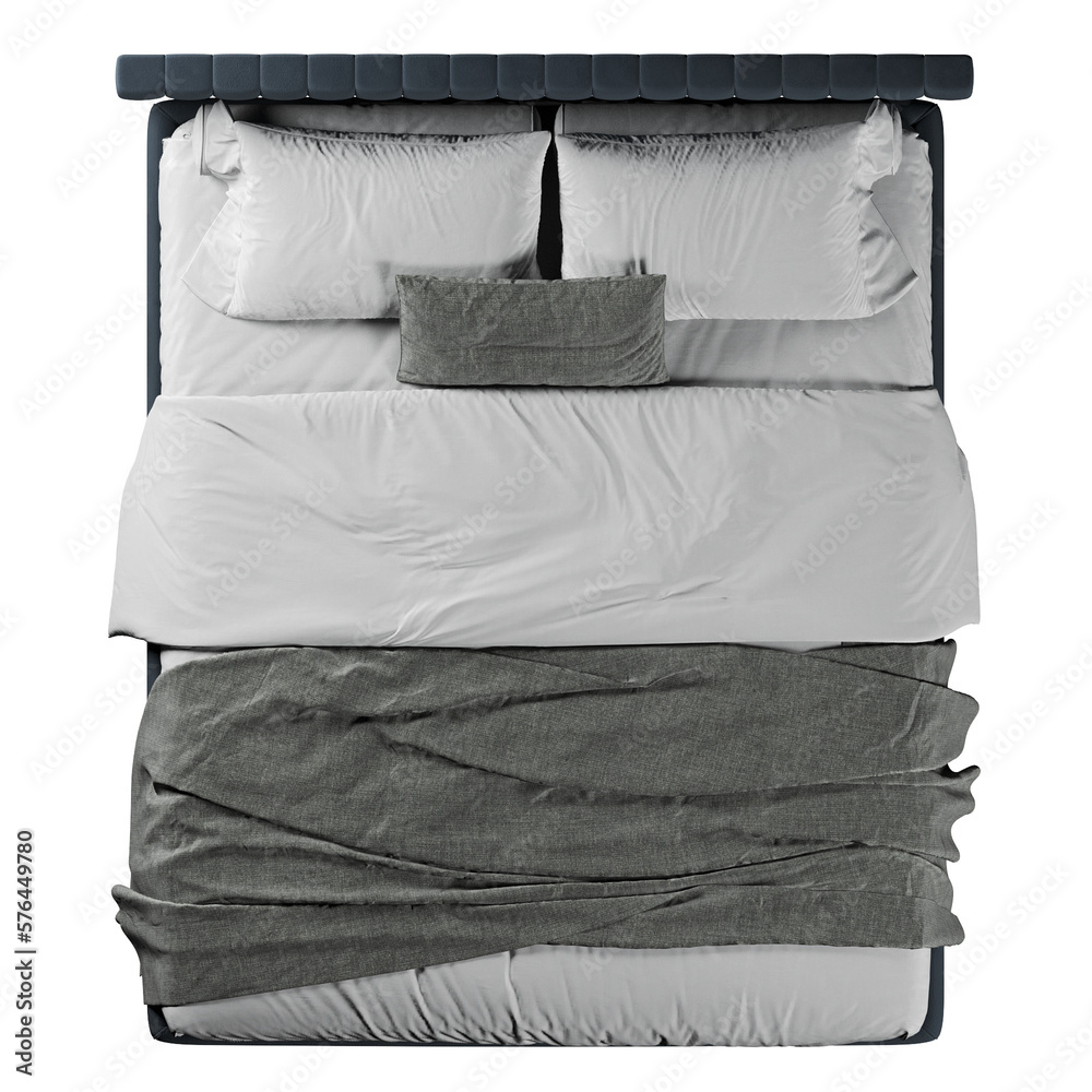 Foto Top view of double bed with headboard do Stock | Adobe Stock