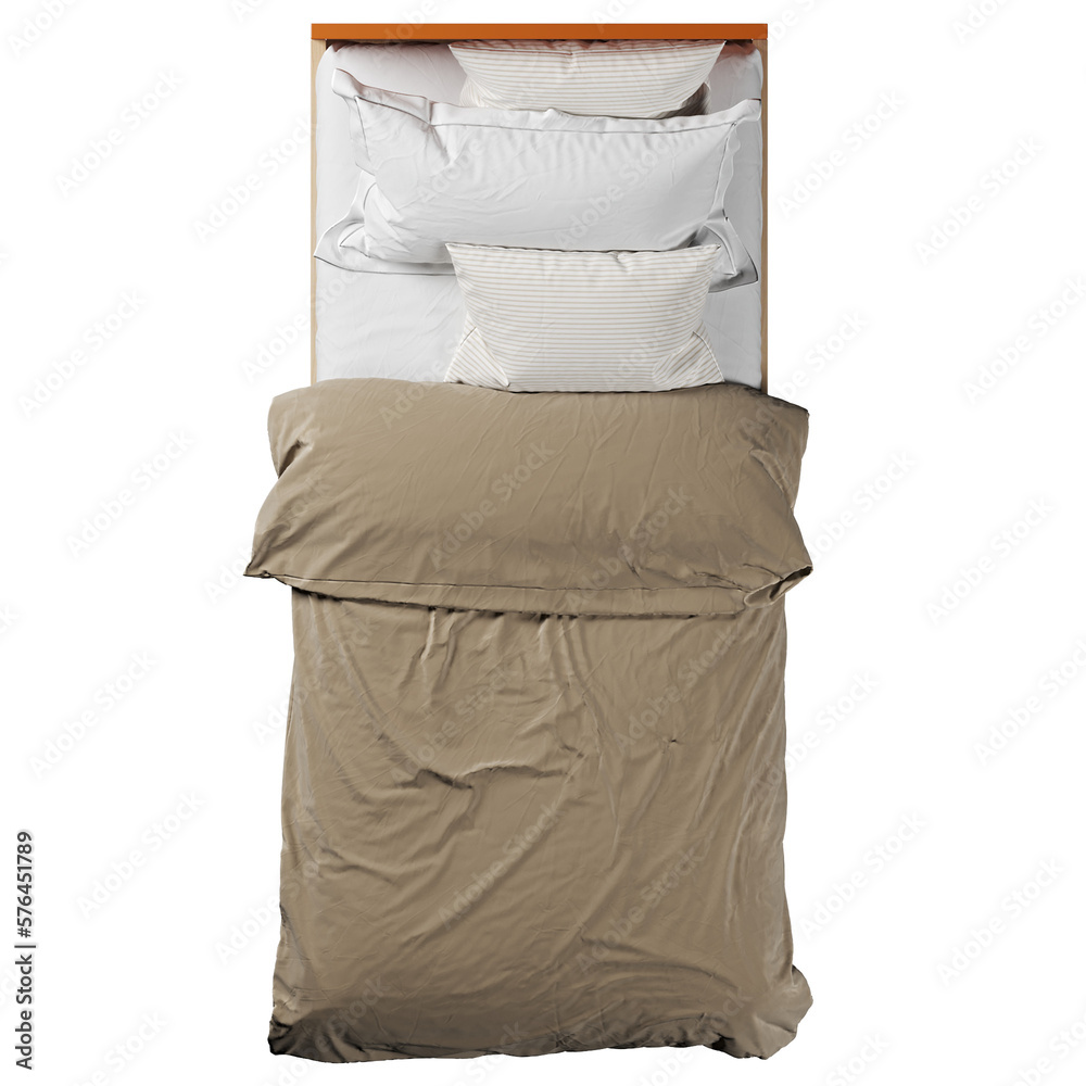 Top view of single bed with headboard Stock Photo | Adobe Stock