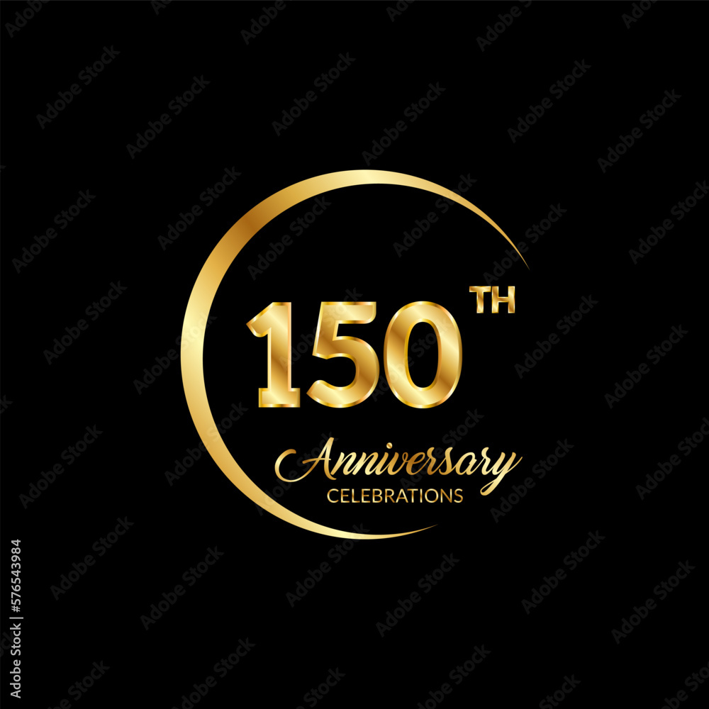 150 years anniversary. Anniversary template design concept with golden ...