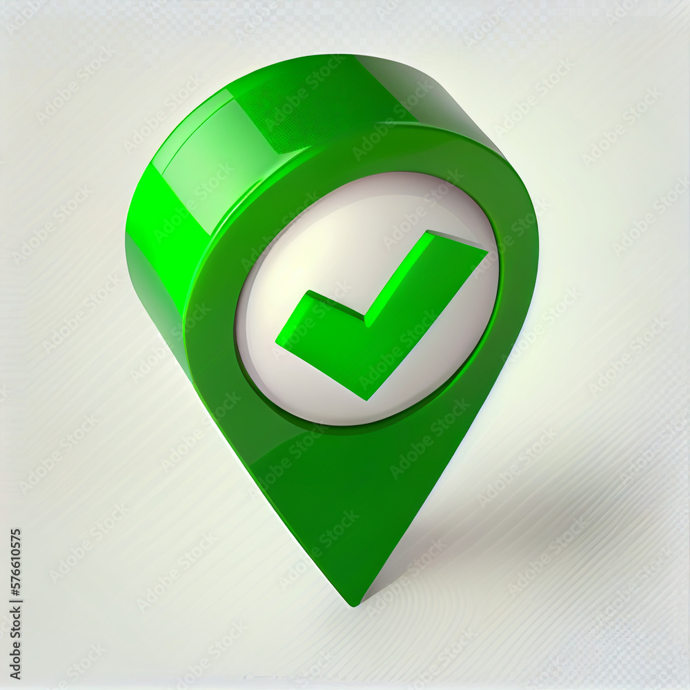 checkmark icon, approvement concept, geolocation mark, point location ...