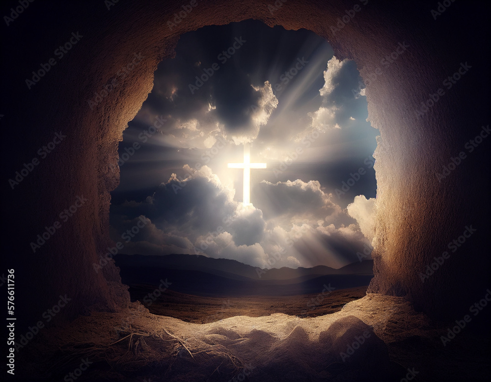 Good Friday, Easter, Crucifixion and Resurrection Concept.Jesus rose ...