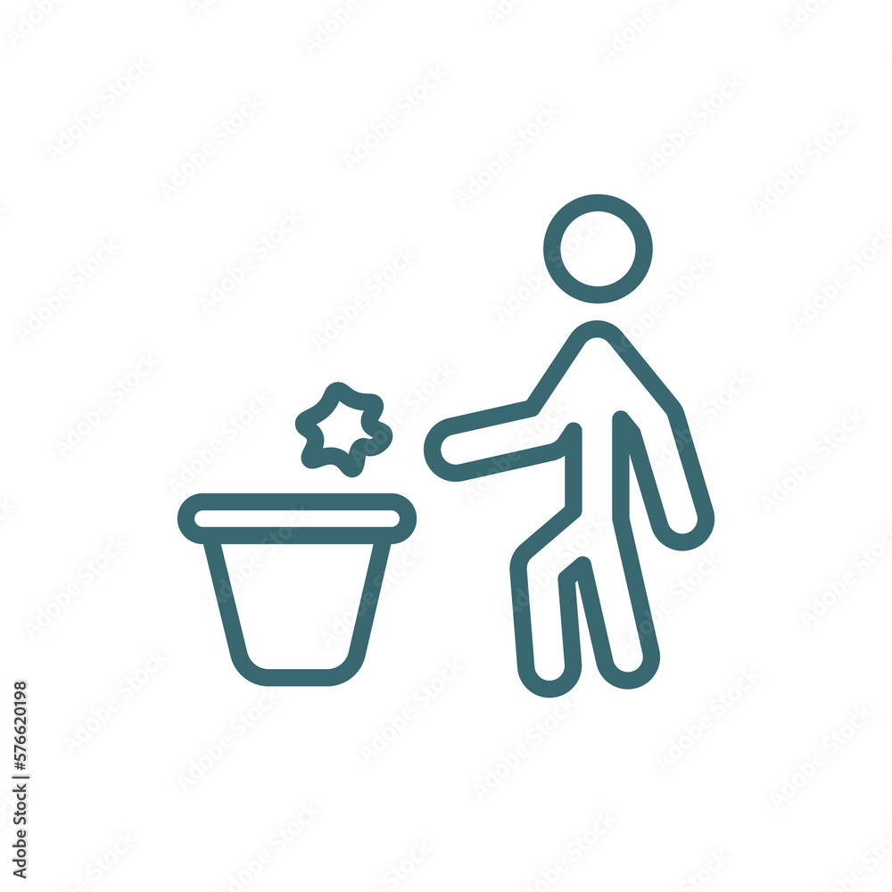 throw icon. Thin line throw icon from Hygiene and Sanitation collection ...