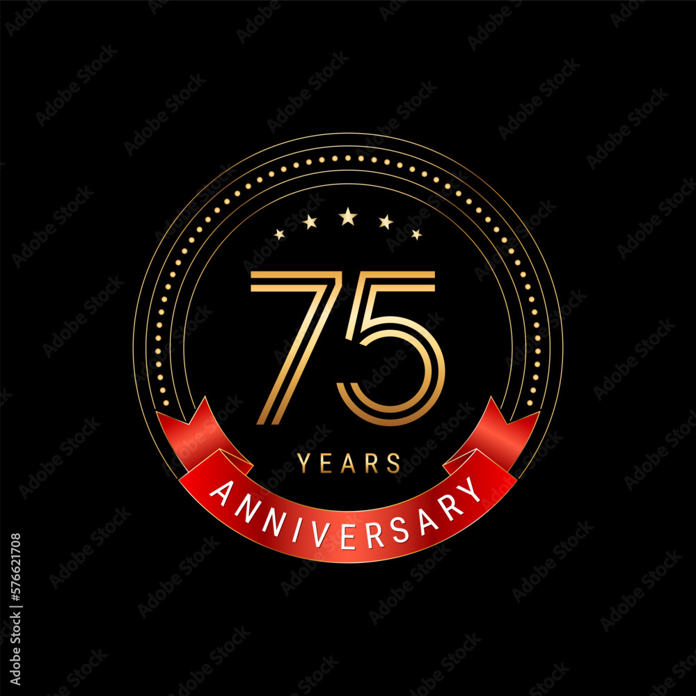 Stock-Vektorgrafik „75th Anniversary. Anniversary logo design with ...