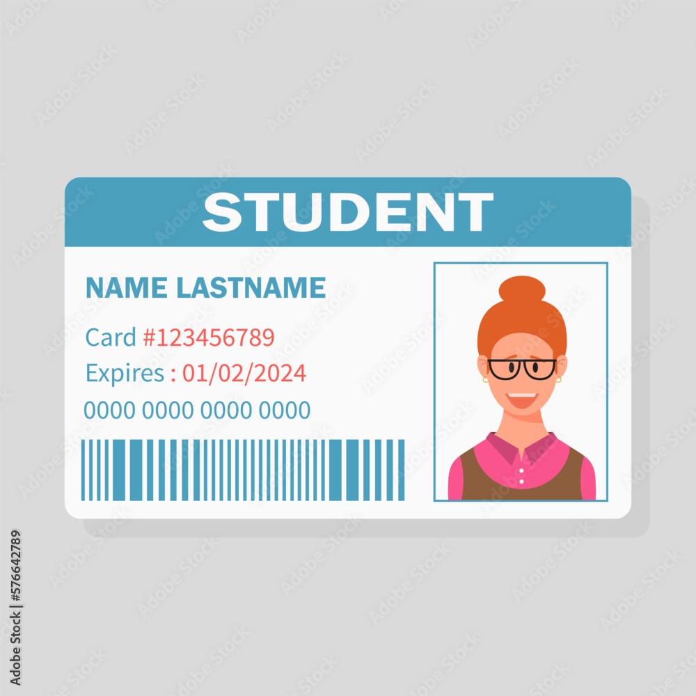 Student id card. University, school, college identity card with photo ...