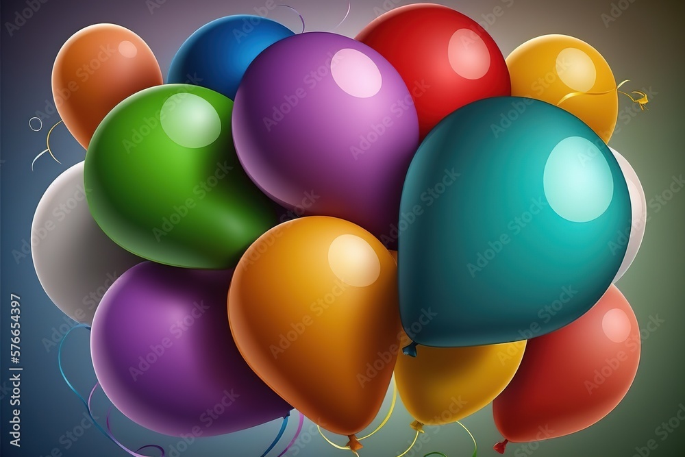 Inflated balloons of various colors with seamless texture, drawn, for ...