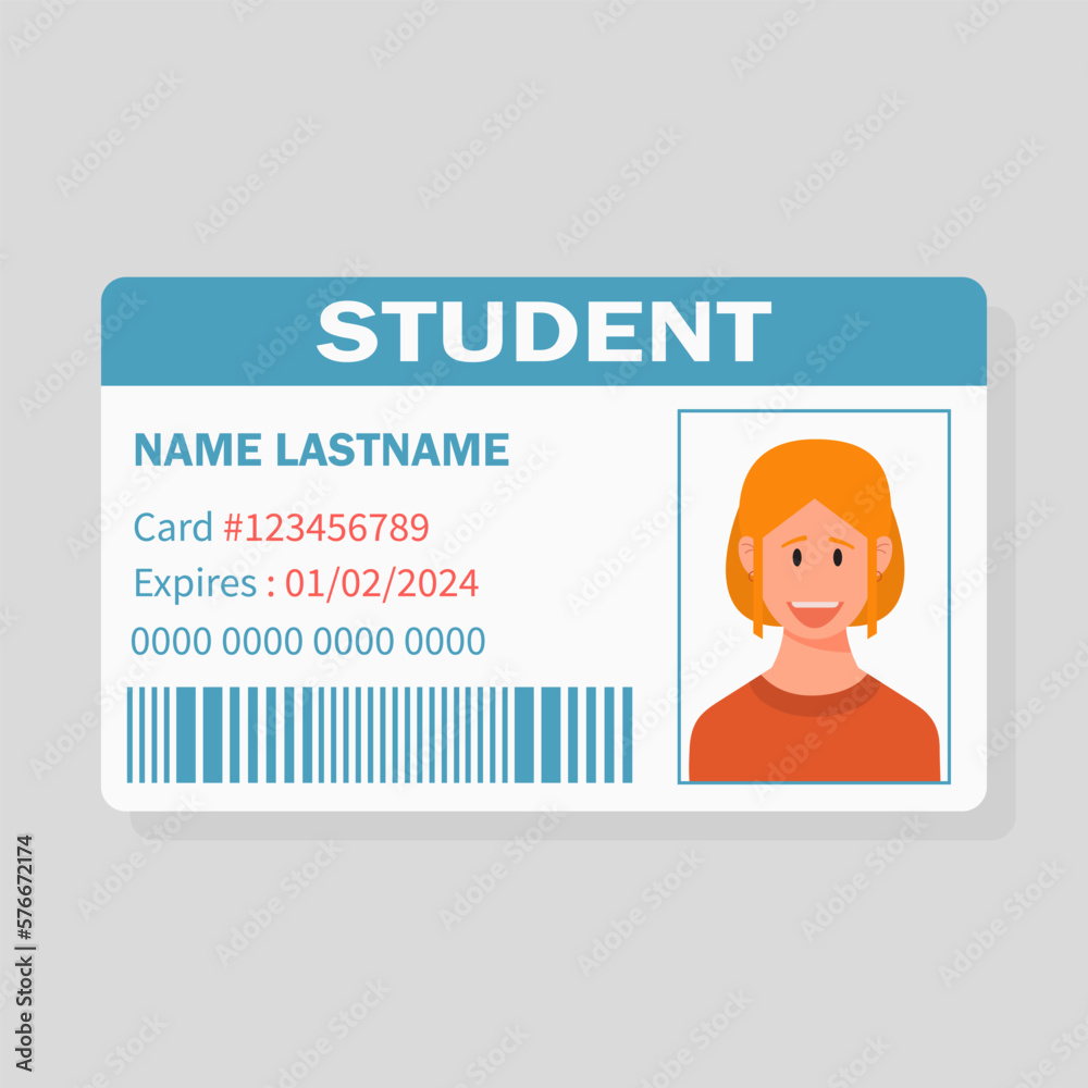 Student id card. University, school, college identity card with photo ...
