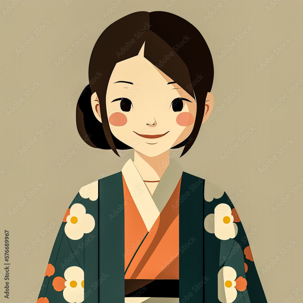 Stock-Illustration „Japanese teenage girl wearing traditional Japanese ...