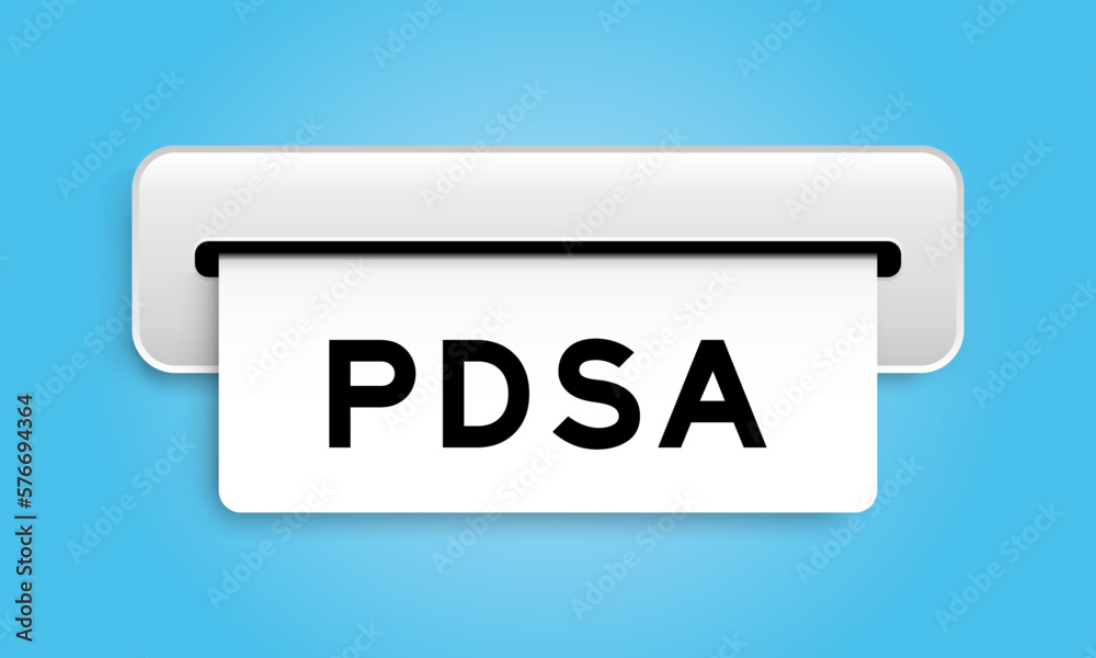 White coupon banner with word PDSA (Abbreviation of plan do study act ...
