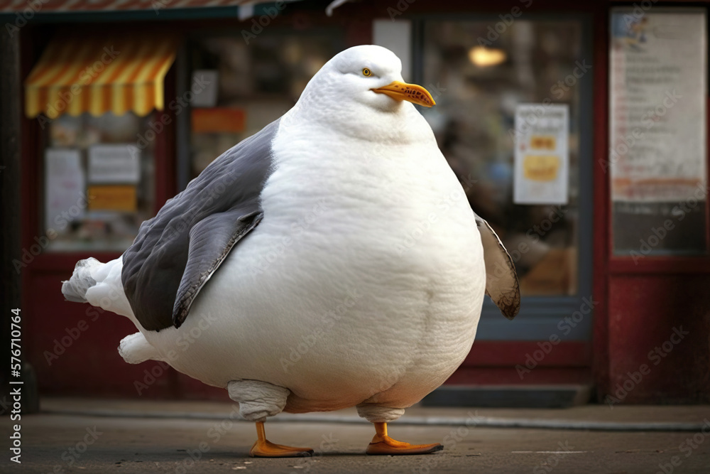 Very fat seagull, concept of Overweight and Plump, created with ...