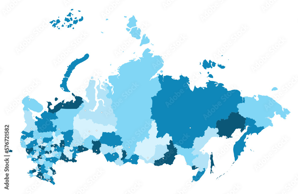 Russia Vector Map (with subdivisions) with major cities mapped ...