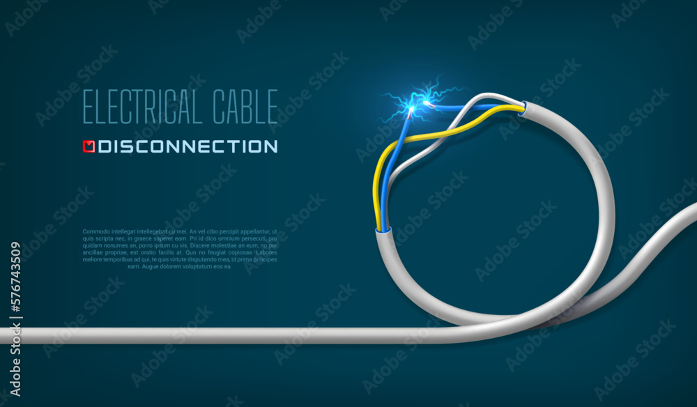 Electric cable rupture. Power supply and electricity generation ...
