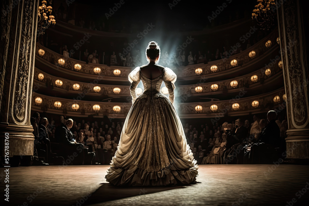 Generative Illustration AI of a female opera singer soprano looking at ...
